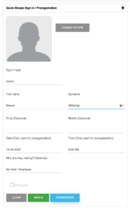 Quickly sign in visitors from the dashboard - VisitUs Reception